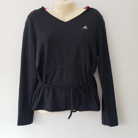 adidas | Tops | Adidas Clima365 Black Wrap Tie Active Top Medium | Poshmark